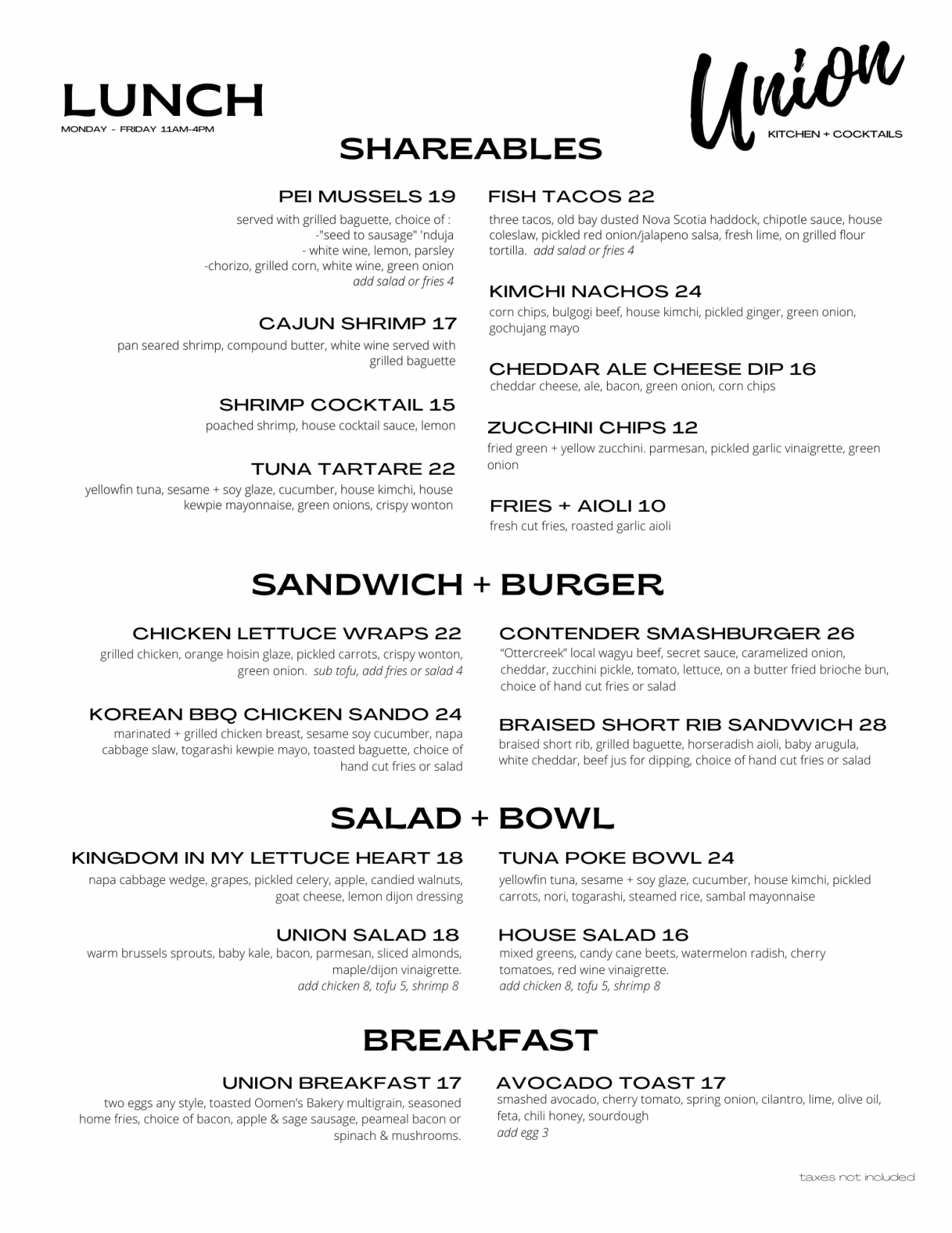 Union Kitchen + Cocktails | Union Kitchen + Cocktails