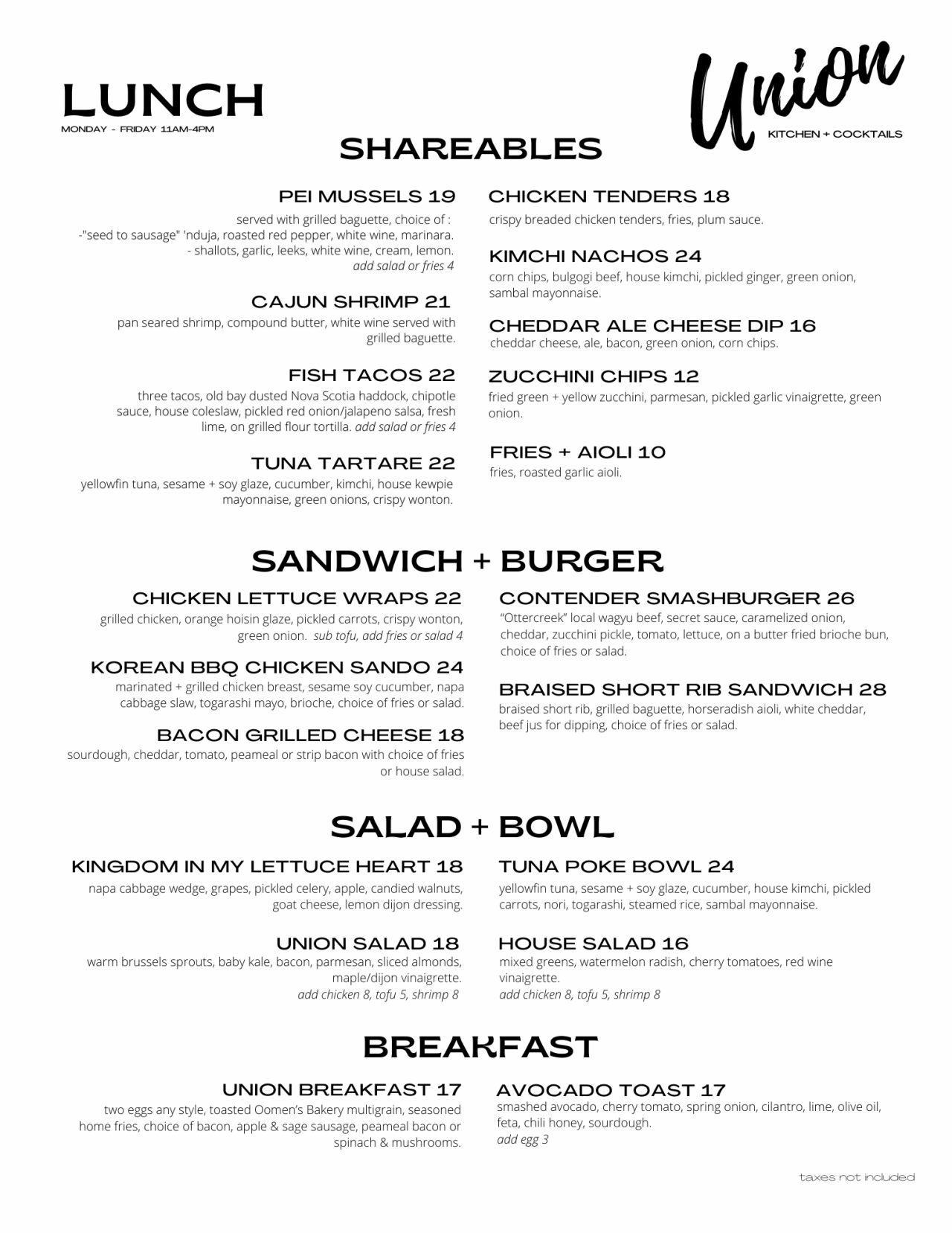 Union Kitchen + Cocktails | Union Kitchen + Cocktails